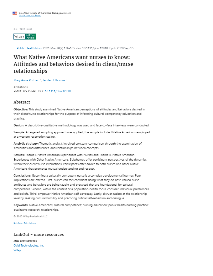 What Native Americans Want Nurses to Know: Attitudes and Behaviors ...